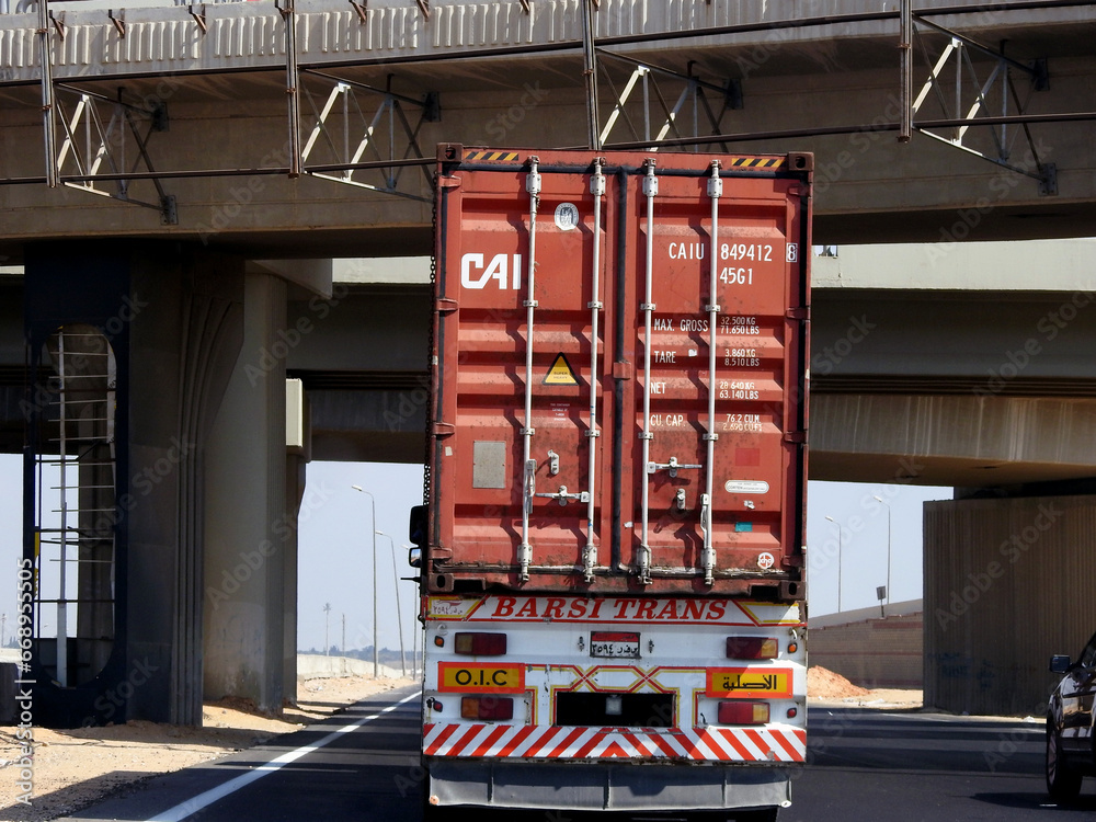 Alexandria, Egypt, September 9 2022: flatbed truck big vehicle with a ...
