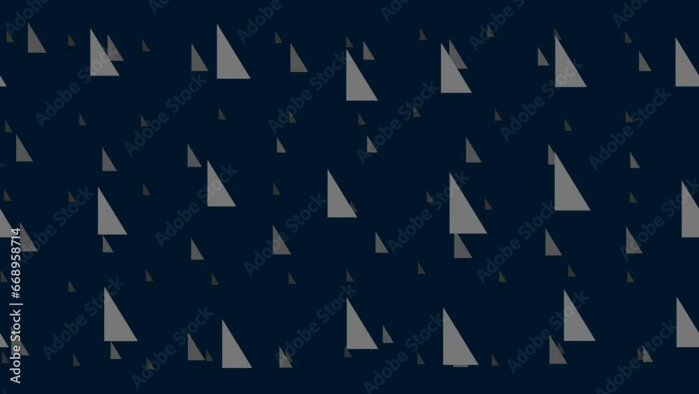 Right triangle symbols float horizontally from left to right. Parallax fly effect. Floating ...