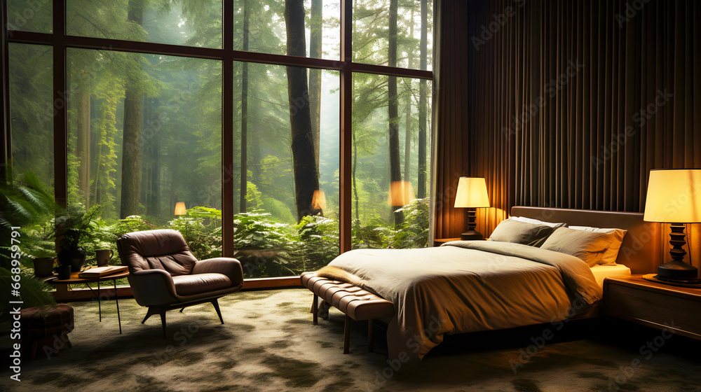 rain forest hotel room, Cozy Hotel Room Immersed in the Serene Beauty ...