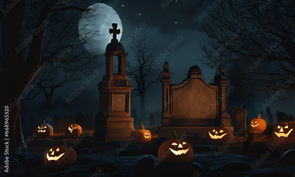 A bewitching Halloween tableau unfolds, with a pumpkin head jack ...