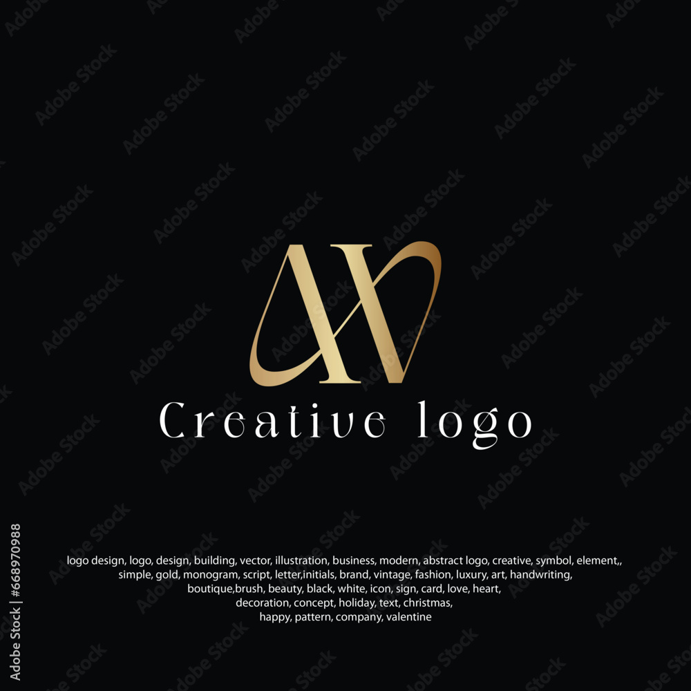 AV luxury logo or VA logo, VA icon, AV logo, modern logo, golden ...