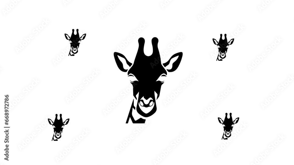 Zoom in and out animation the giraffe head symbol. Large black symbol ...