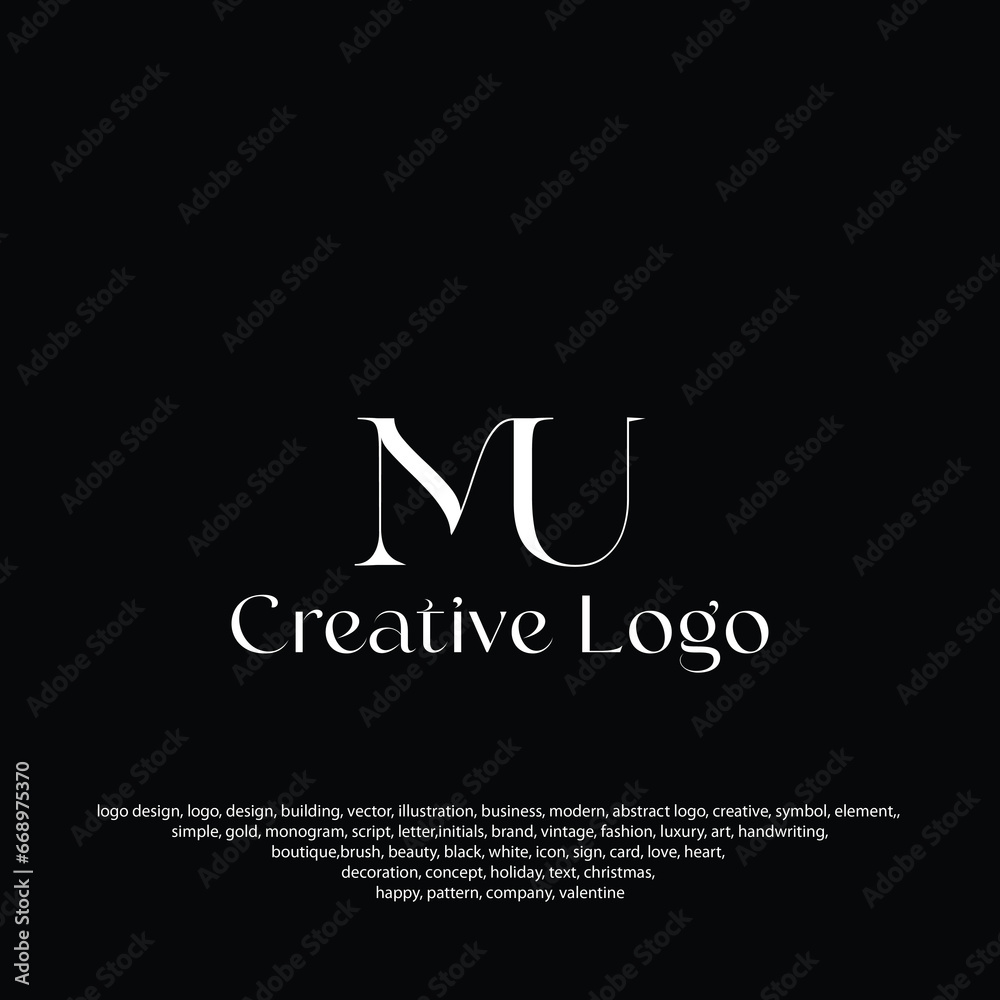 MU fashion logo or UM logo, MU icon, UM logo, modern logo, golden ...