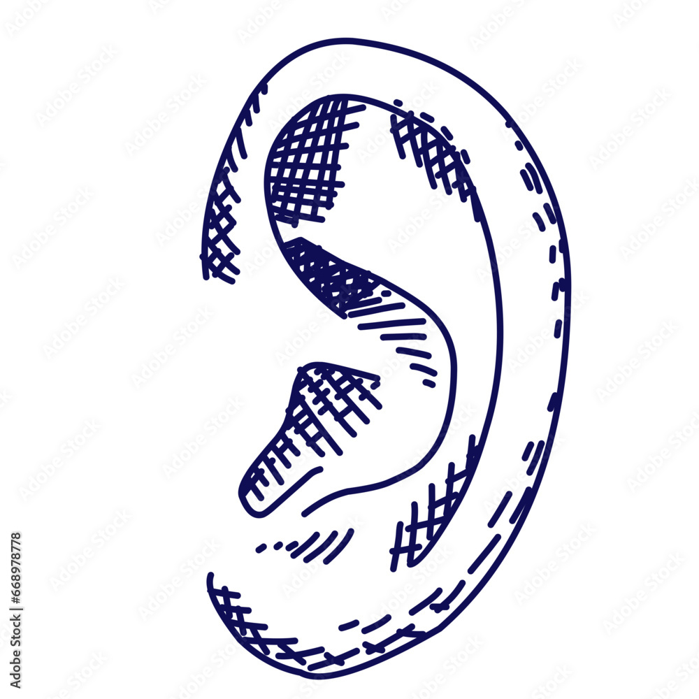 Human ear drawn sketch Stock Vector | Adobe Stock