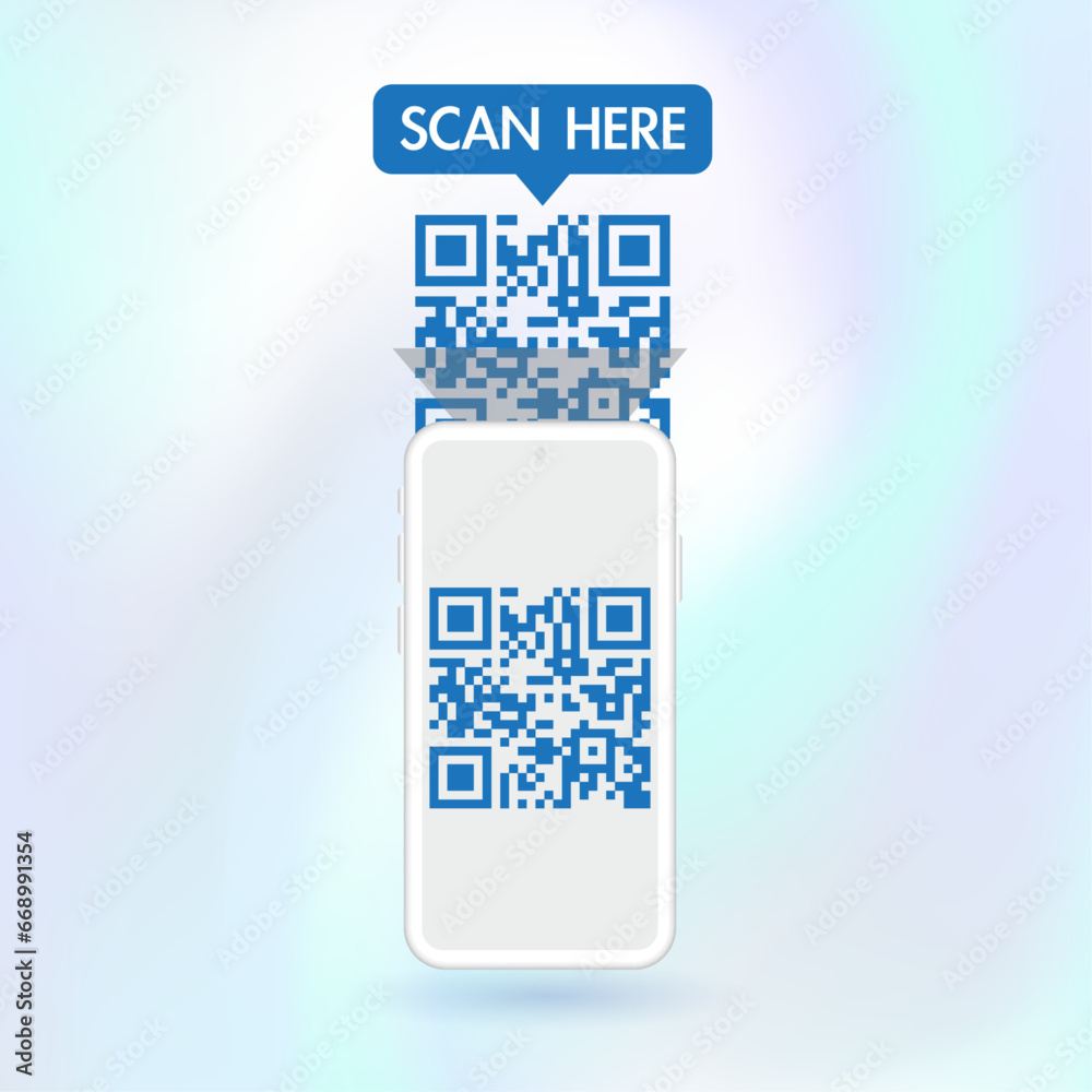 Mobile phone scanning the QR code for verification. QR code scanner for ...