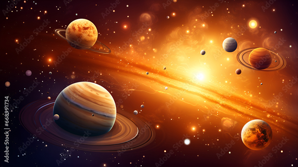 an image of a solar system with planets, a detailed matte painting by ...