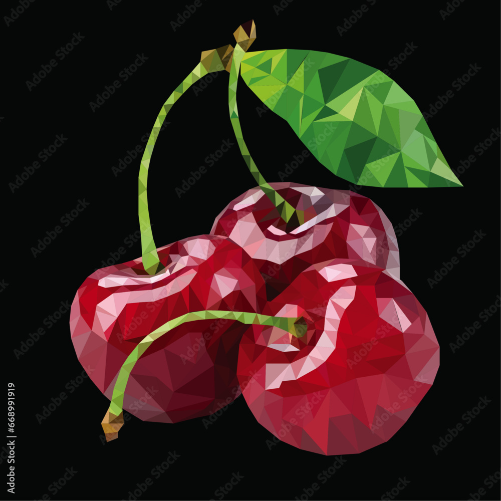 polygon cherry vector art with high-quality EPS, SVG, Ai, PNG, and JPG ...