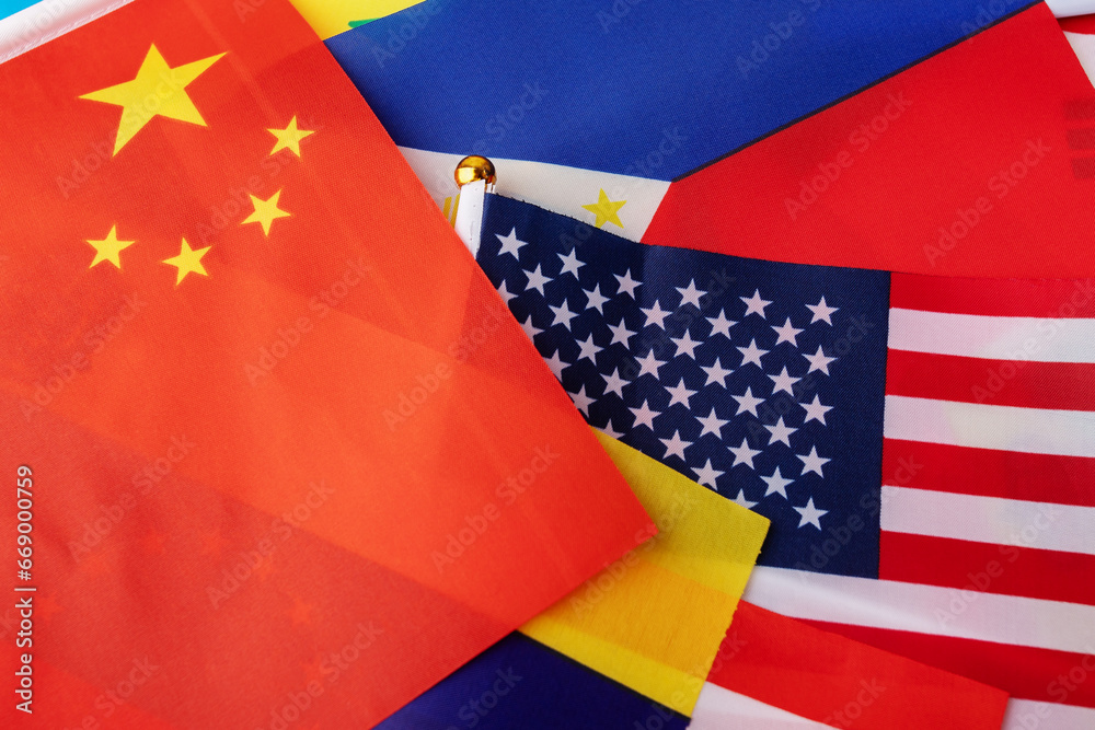 different flags background, diverse nations, worldwide representation ...