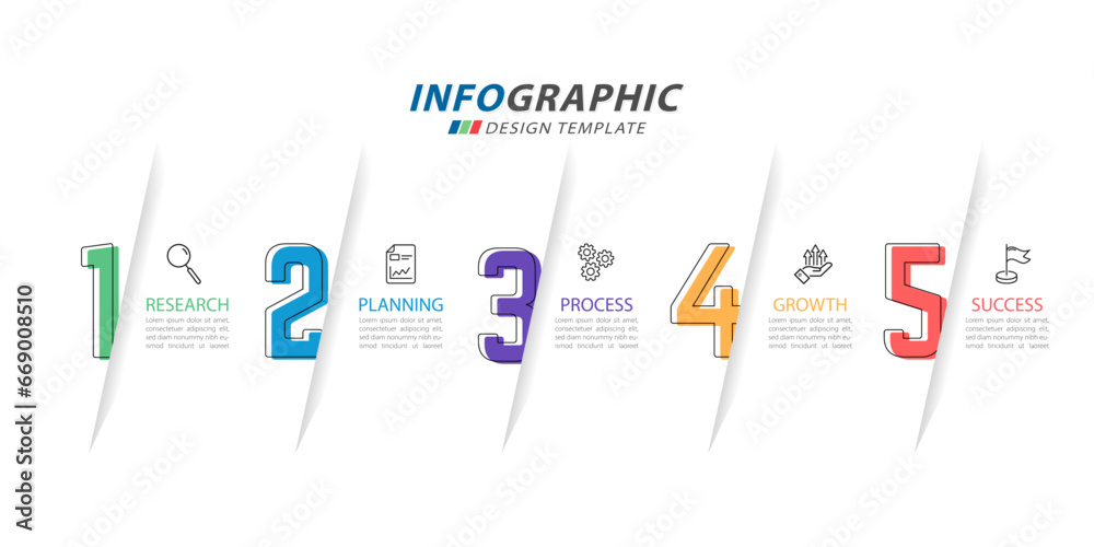 Timeline Creator infographic template. 5 Step timeline journey ...