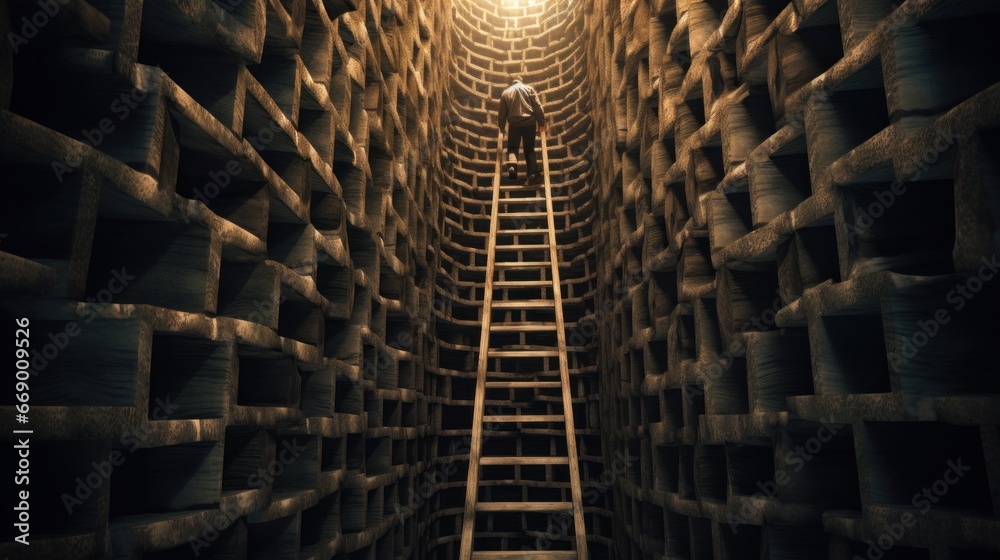 Ladder climbing through a tunnel, symbolizing the journey of career ...