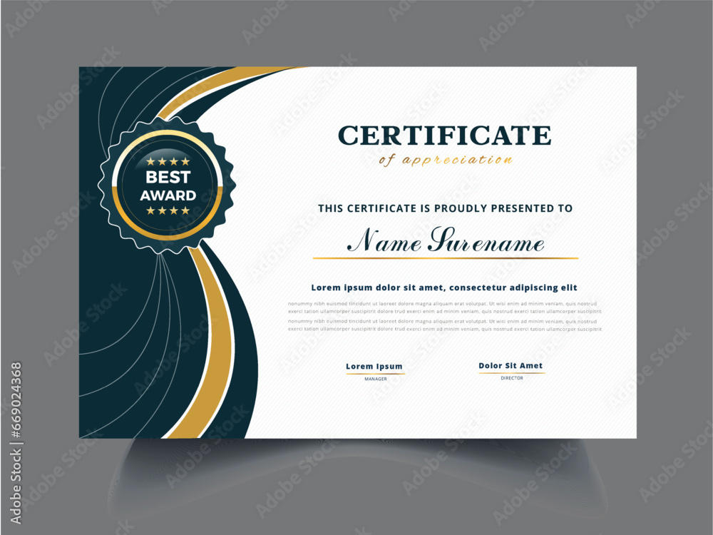 minimal blue triangle certificate template design Stock Vector | Adobe ...