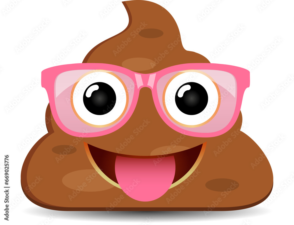 Funny poop emoji with pink glasses Stock Vector | Adobe Stock