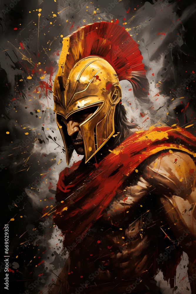 spartan warrior fighting at the battle of thermopylae, gritty horror ...