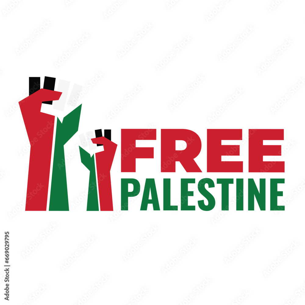 logo hand free palestine support and flag of palestine icon vector ...