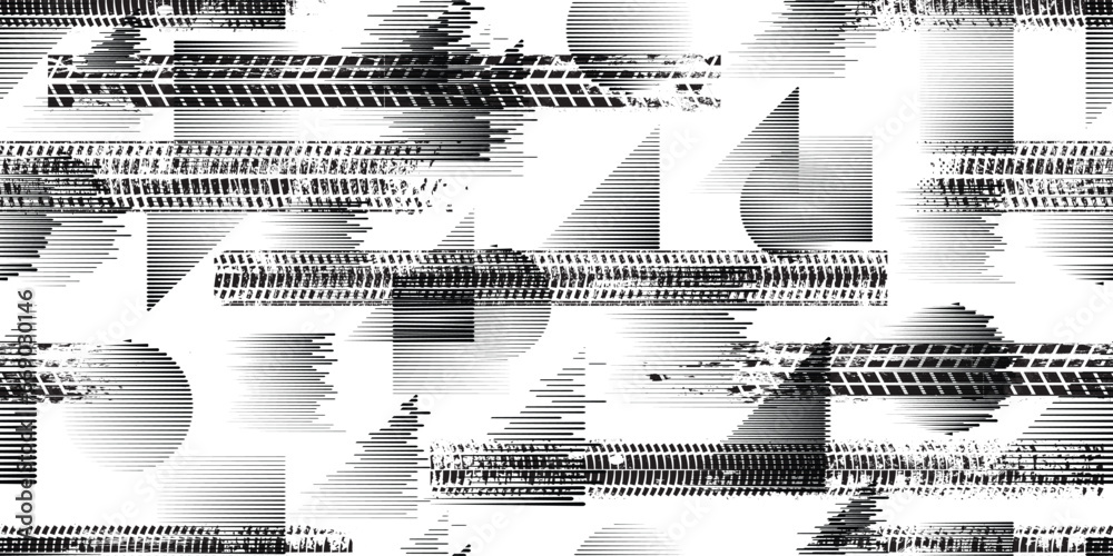 Tire track seamless pattern. Grange tread marks Textured vector car ...