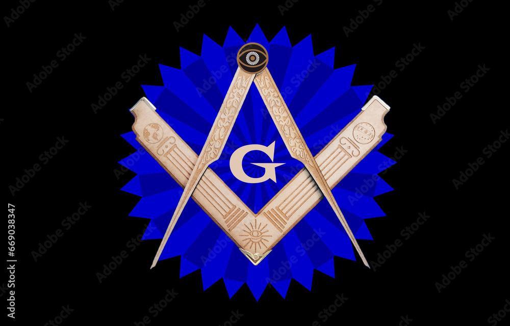 The symbol of Freemasonry. Masonic emblem on a black background Stock ...