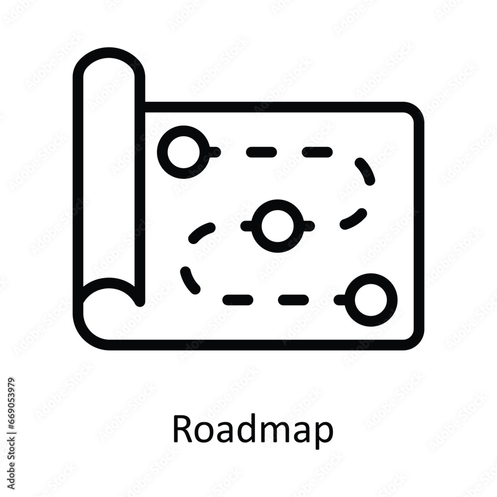 Roadmap vector outline Design illustration. Symbol on White background ...
