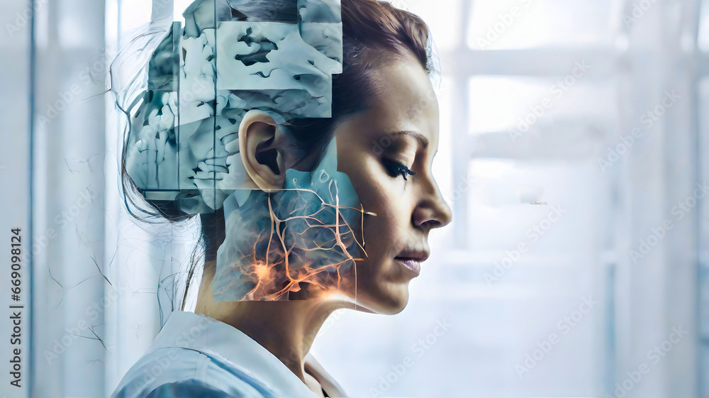 medical concept, double exposure, Mental Health, health, mental ...
