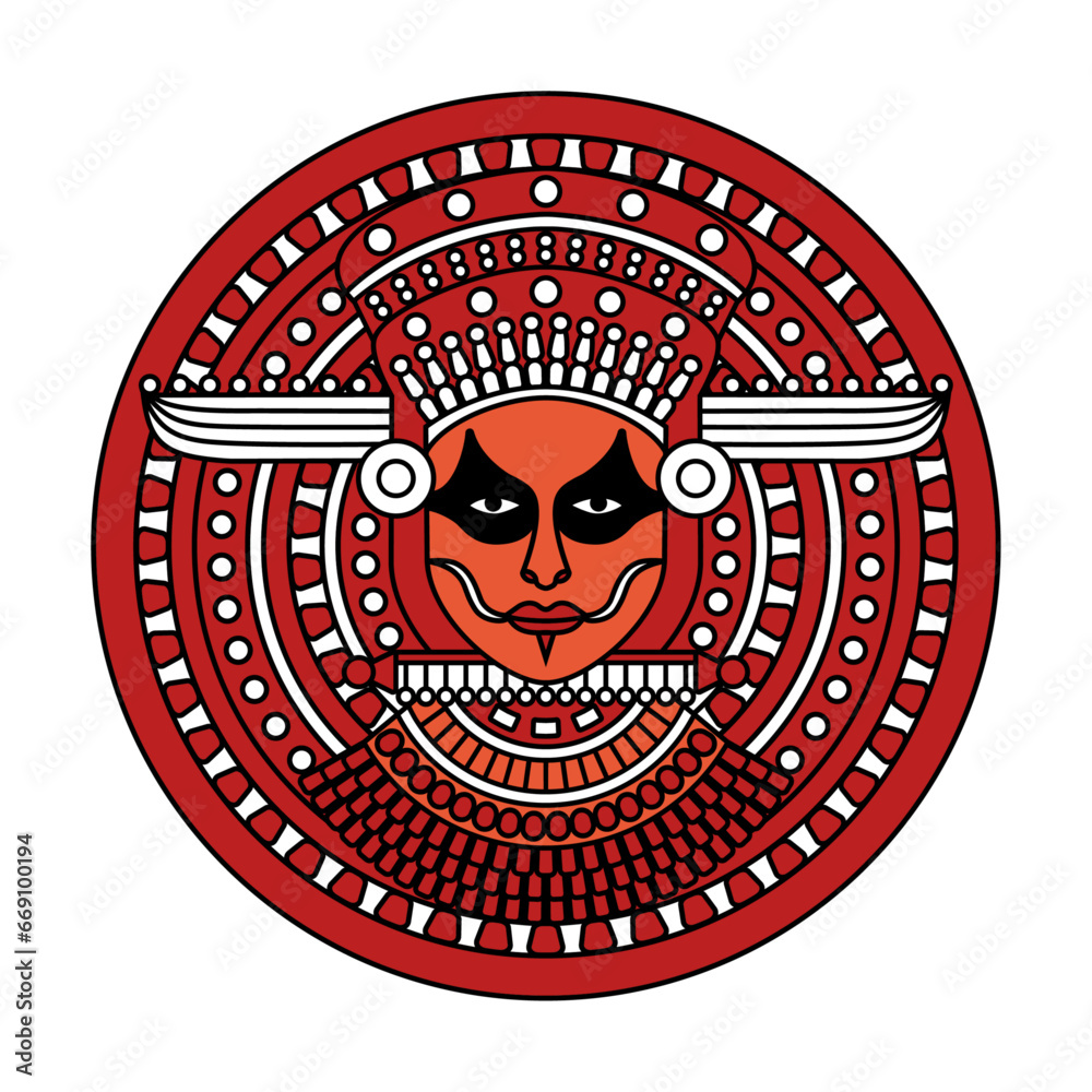 Theyyam Face Vector Illustration Stock Vector | Adobe Stock