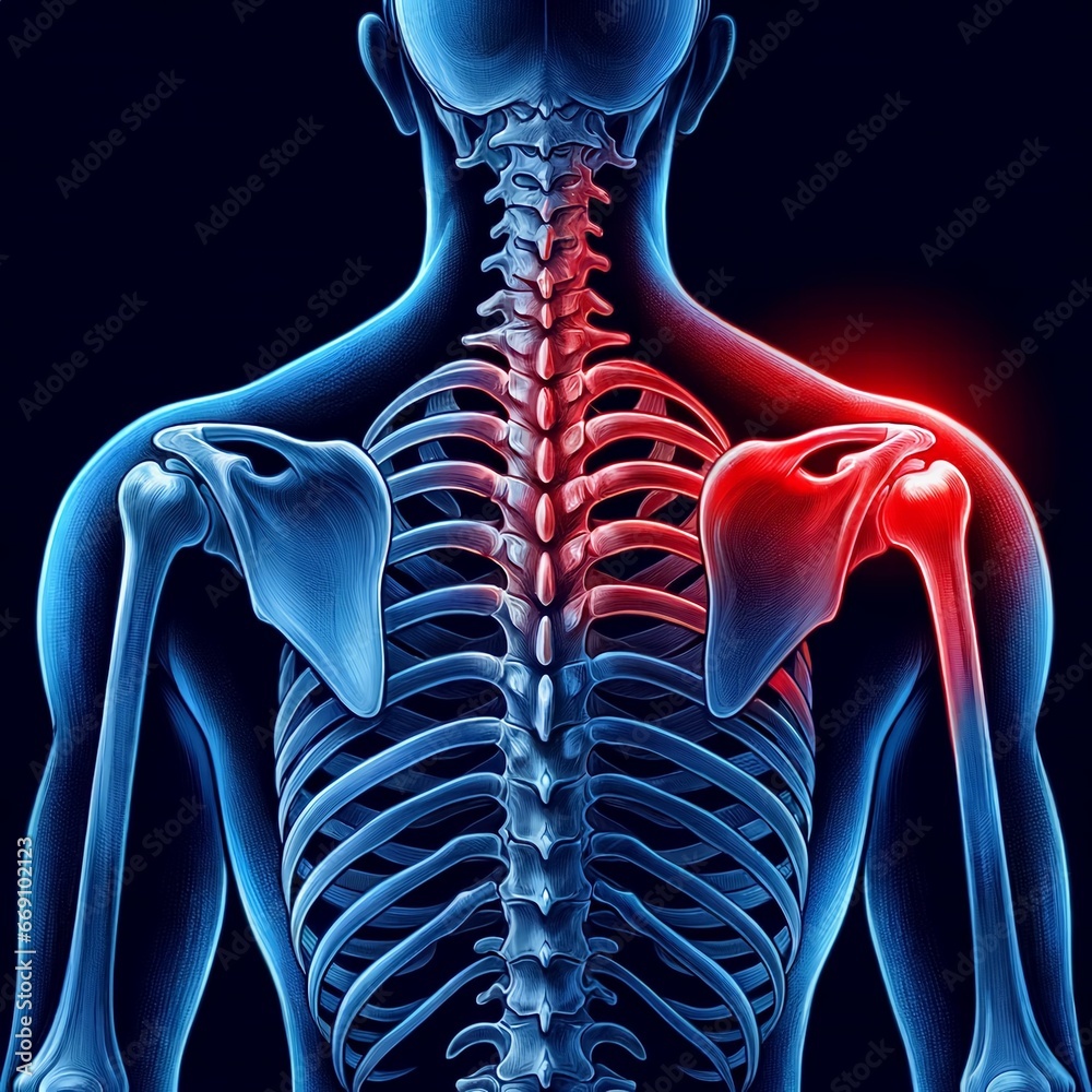 Explore human anatomy with this vibrant image of the spine and scapula ...