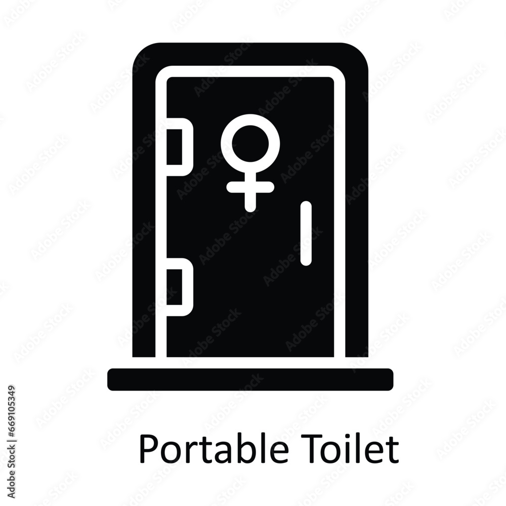 Portable Toilet vector Solid Design illustration. Symbol on White ...