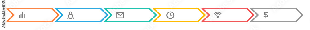 Infographic process stages template. Color line timeline chart Stock ...