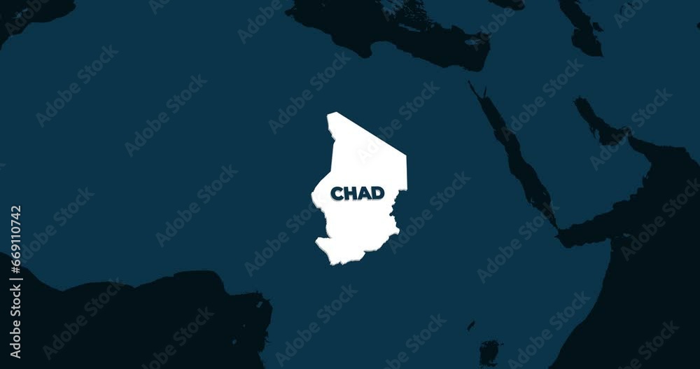 World Map Zoom In To Chad. Animation in 4K Video. White Chad Territory ...