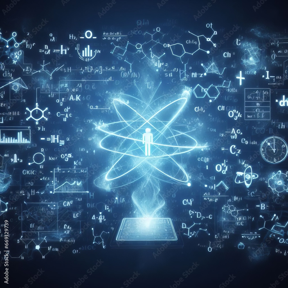 A retro style technical data sheet background of mathematical formulas ...