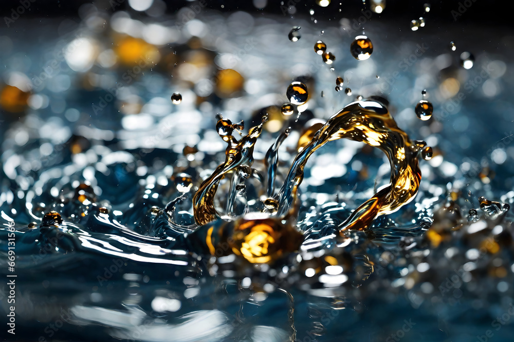 Lively water splash background with droplets gracefully splashing on ...