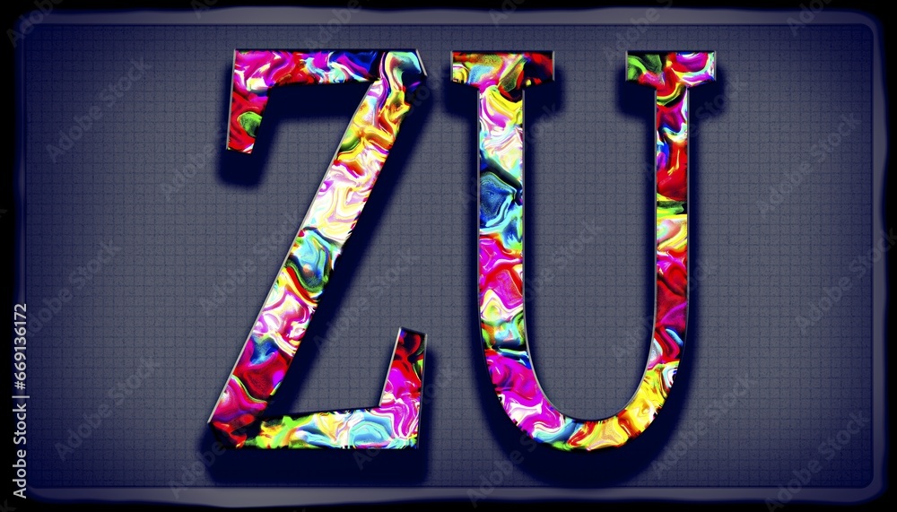 Double letter signature ZU in an unique design named Painter rough ...