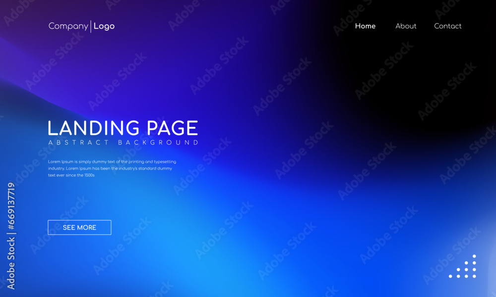 Landing Page Template. Abstract liquid gradient Background. Blue and ...
