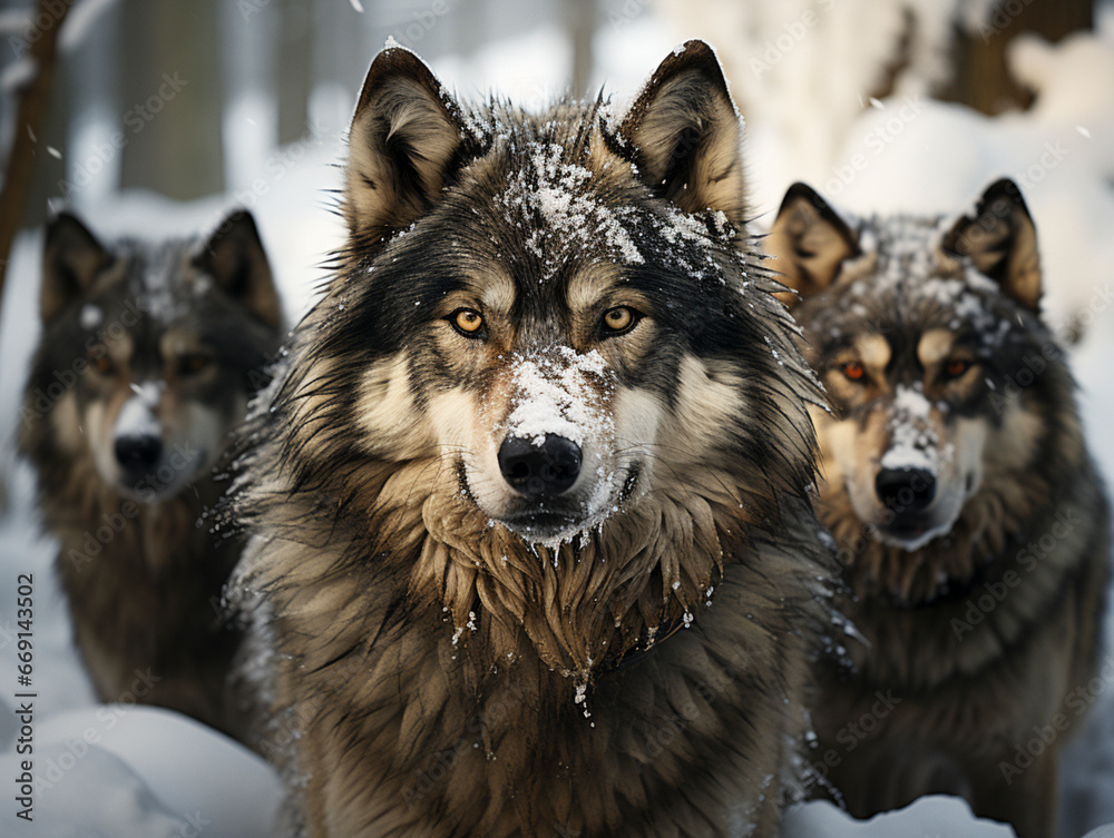 Wolf (Canis lupus) is the largest carnivore of the canine family ...