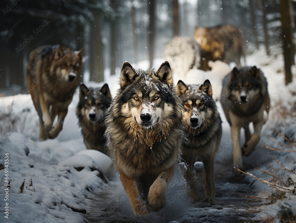 Wolf (Canis lupus) is the largest carnivore of the canine family ...