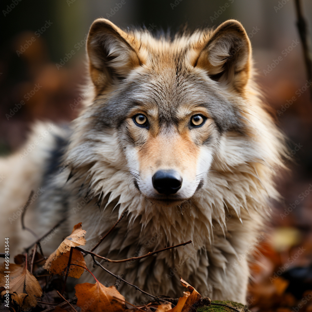 Wolf (Canis lupus) is the largest carnivore of the canine family ...