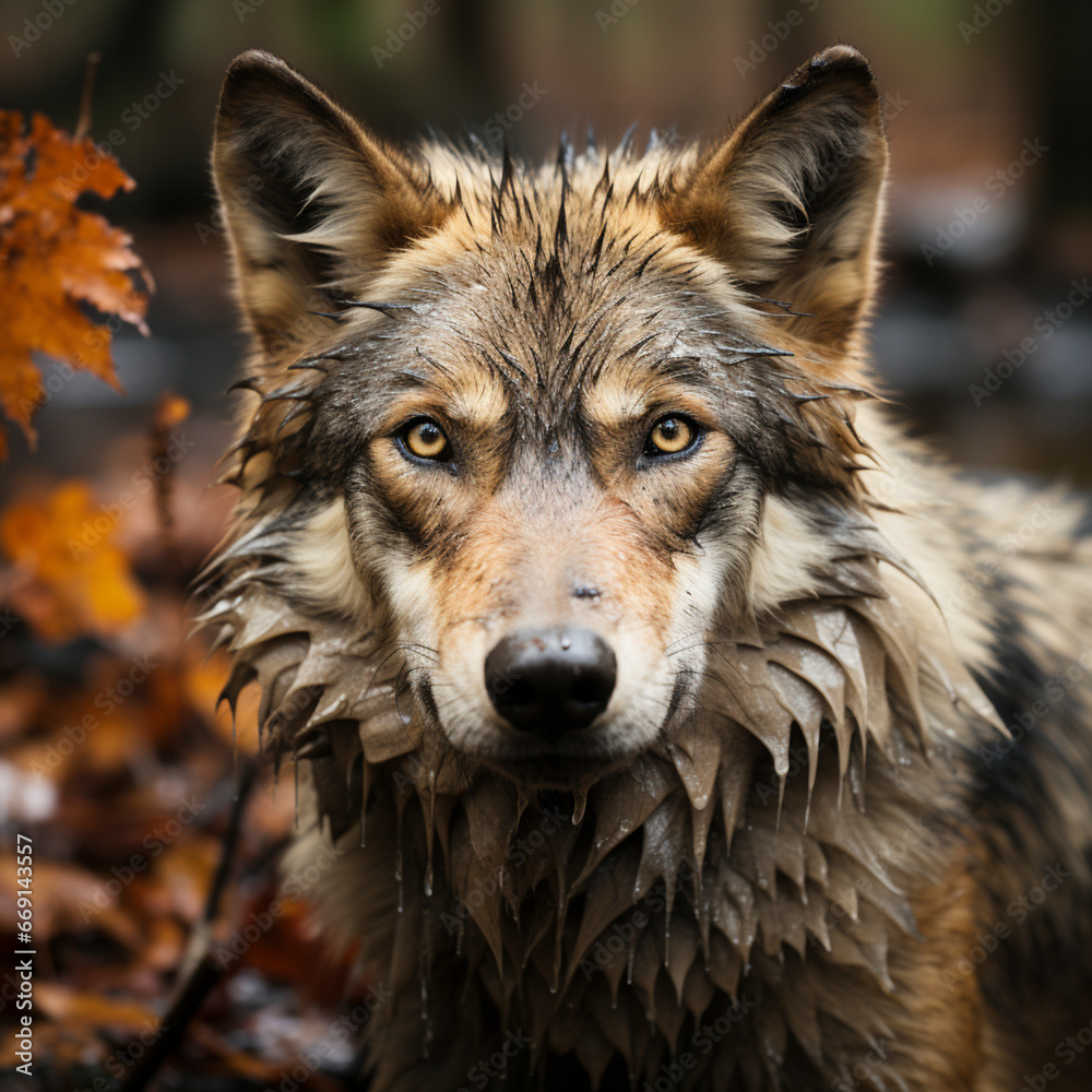 Wolf (Canis lupus) is the largest carnivore of the canine family ...
