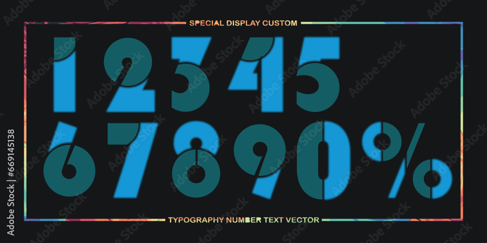 assorted digital custom vector numbers. minimum. Color gradation. Dark ...