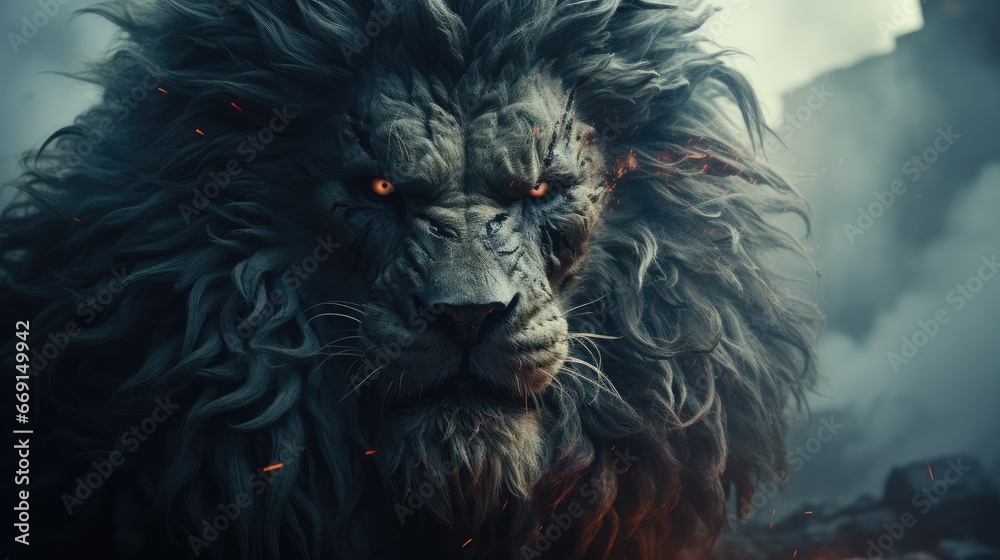 a close - up of a lion's face in a scene from the movie the lion, which ...