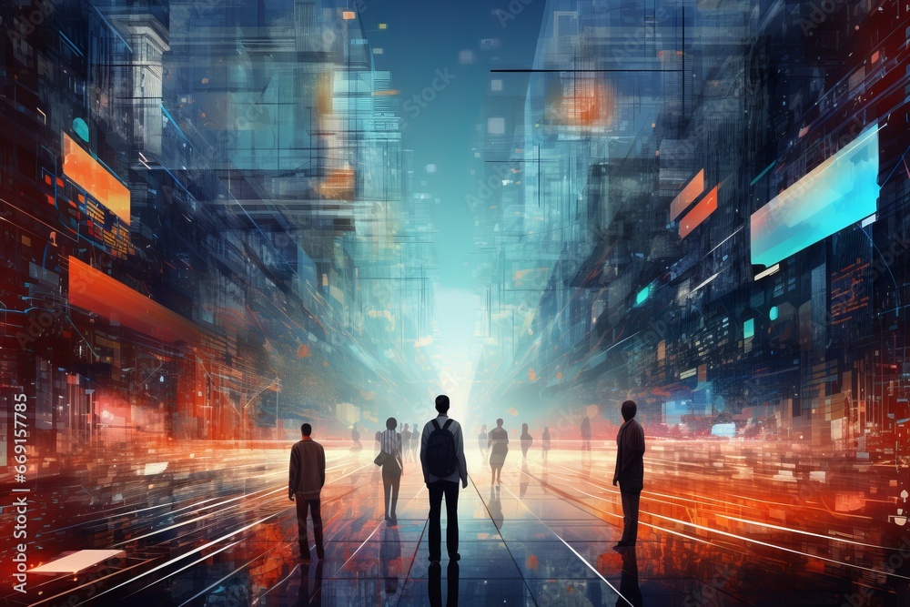 n abstract transformation of analog to digital, highlighting the ...