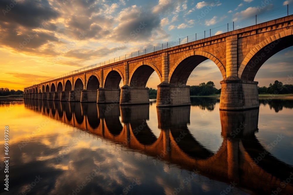 An image of a majestic bridge spanning a river, symbolizing the fusion ...