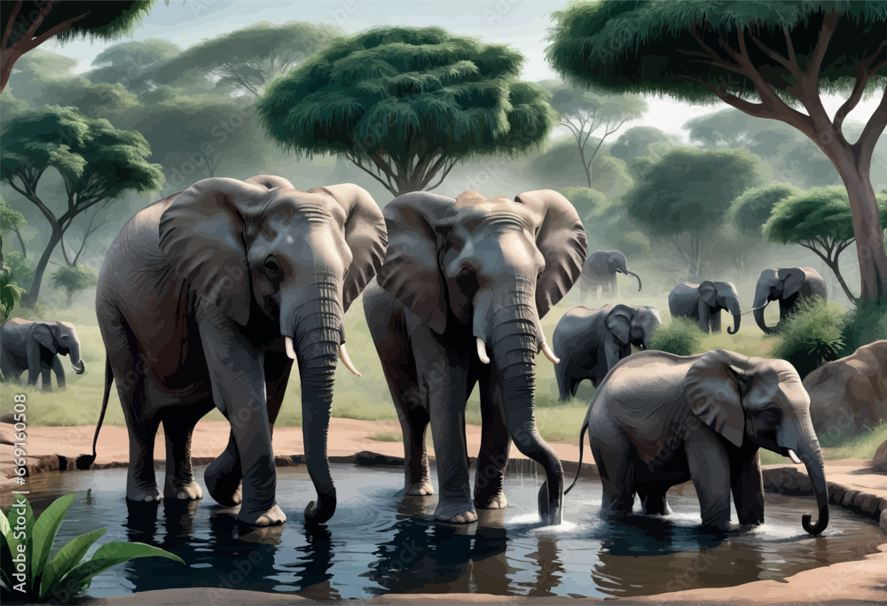 elephant in the jungle elephant in the jungle elephant family in the ...