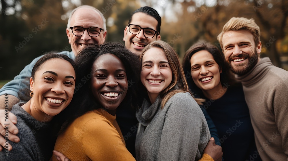 Diverse assembly consisting of people of all ages races and backgrounds ...