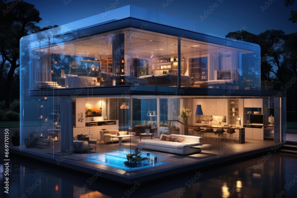 In the realm of modern architecture, a luxury glass house stands as a ...