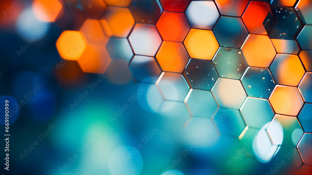 multicolor hexagonal background, bokeh, honeycomb, blurred hex ...
