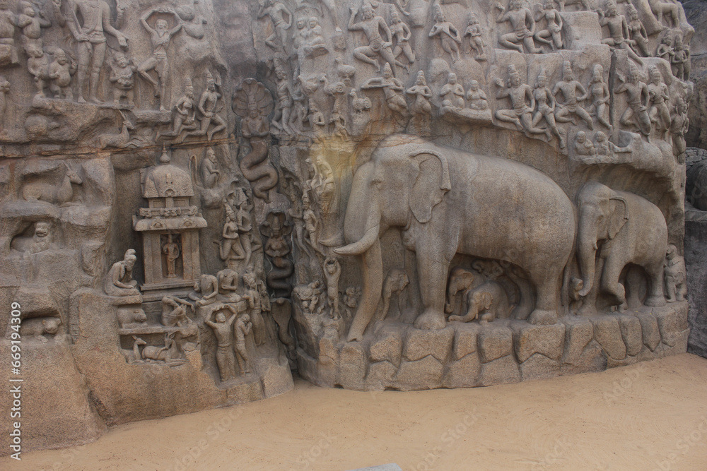 Stone Sculpture of Elephant in Mahabalipuram World Heritage Center ...
