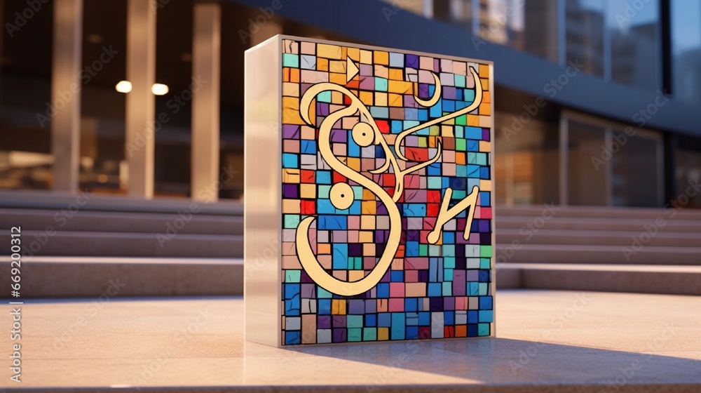 Podium graced with mosaic tiles illustrating abstract conceptions of ...