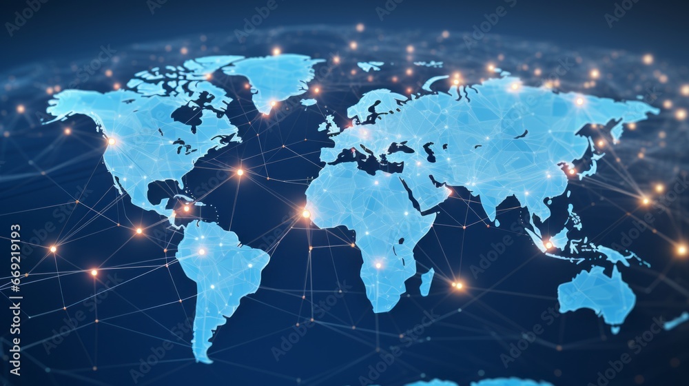 An eye-catching graphic showing a world map, with AI nodes and ...