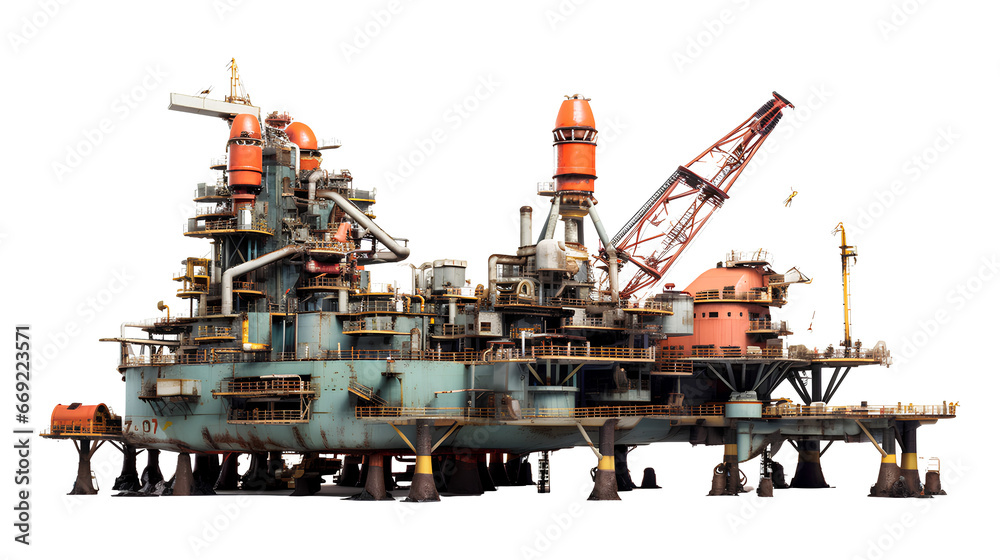 Big oil rig on transparent background PNG. Oil drilling industry ...