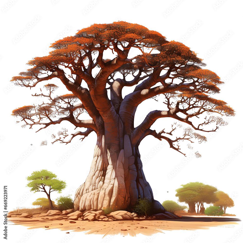 Baobab tree is a drought-tolerant tree in Africa on PNG transparent ...