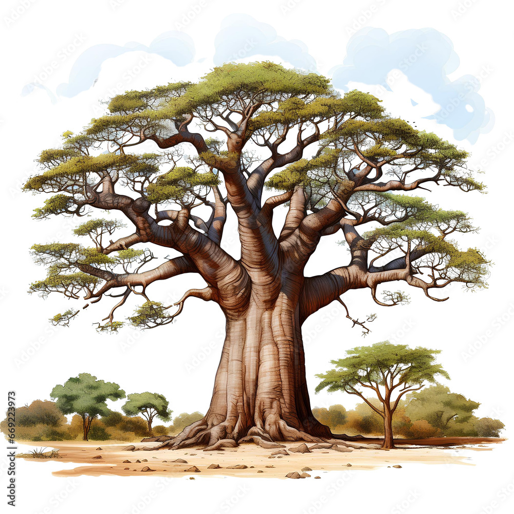 Baobab tree is a drought-tolerant tree in Africa on PNG transparent ...