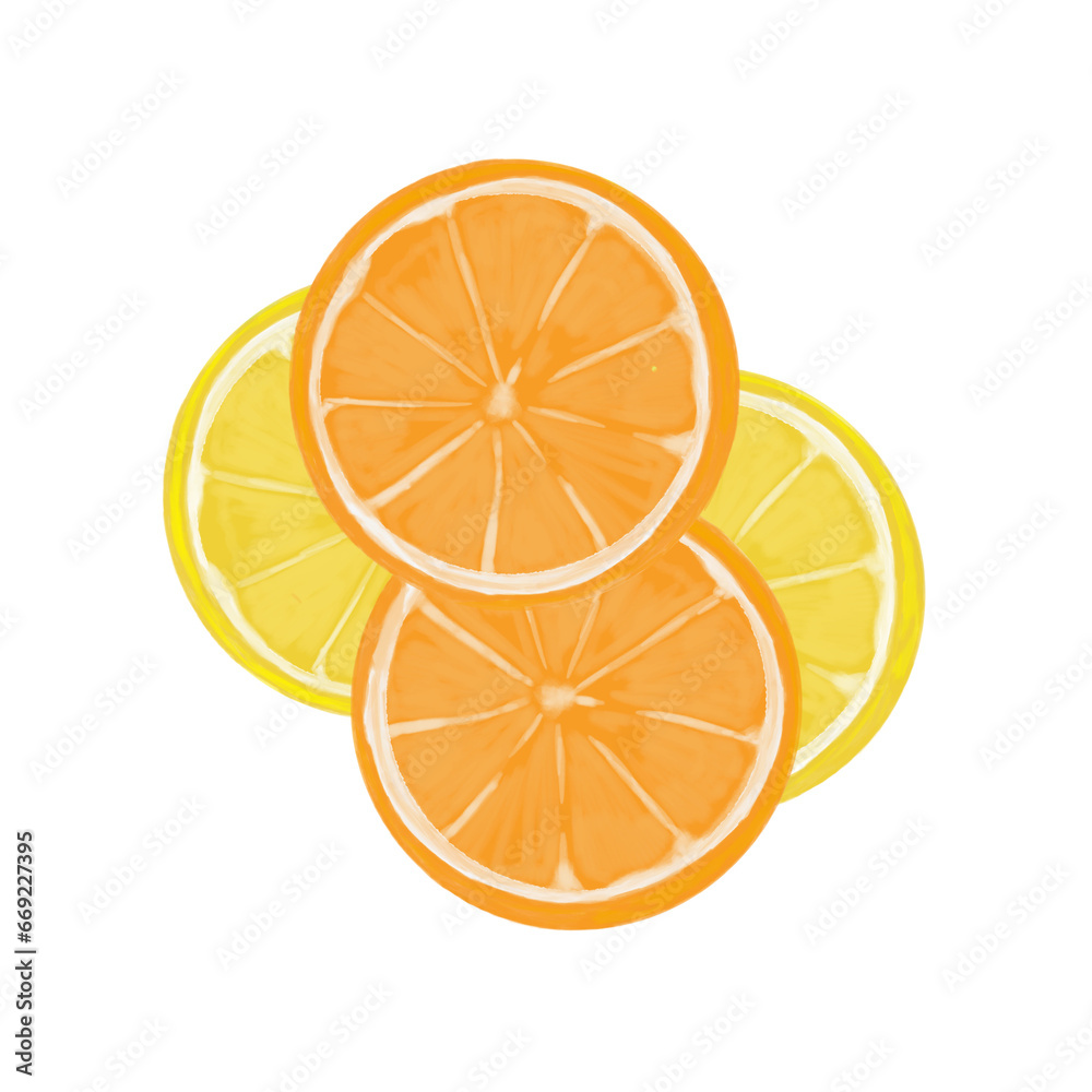 Rodajas de naranjas y limones partidos. Limón y naranja partido en ...